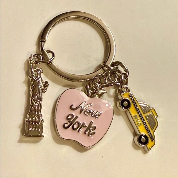 Design USA | Accessories | Keychain New New York Pink Apple Yellow Taxi ...